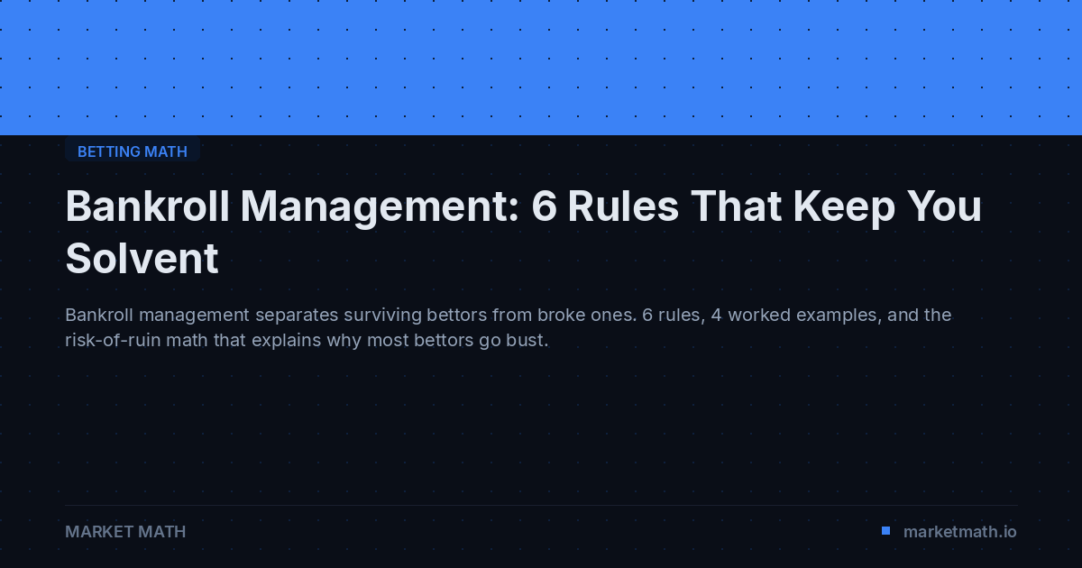 Bankroll Management: 6 Rules That Keep You Solvent | Market Math